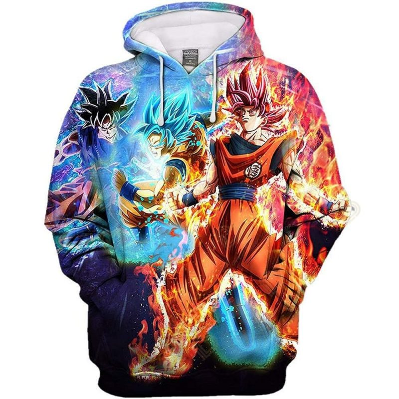 Sweat à Capuche 3D Dragon Ball : Goku Super Saiyan God | Boutique Manga